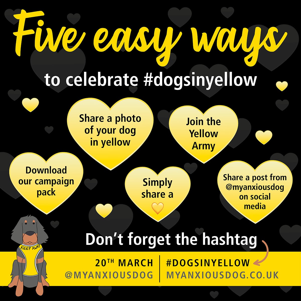 Dogs in yellow need space and Sarah from My Anxious Dog is on a mission ...
